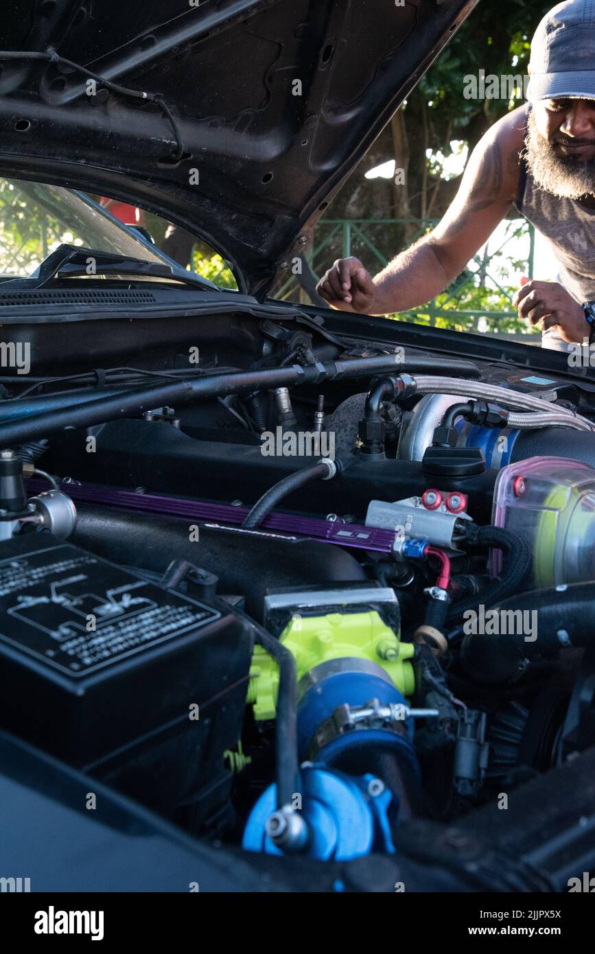 A view inside the car hood Stock Photo - Alamy