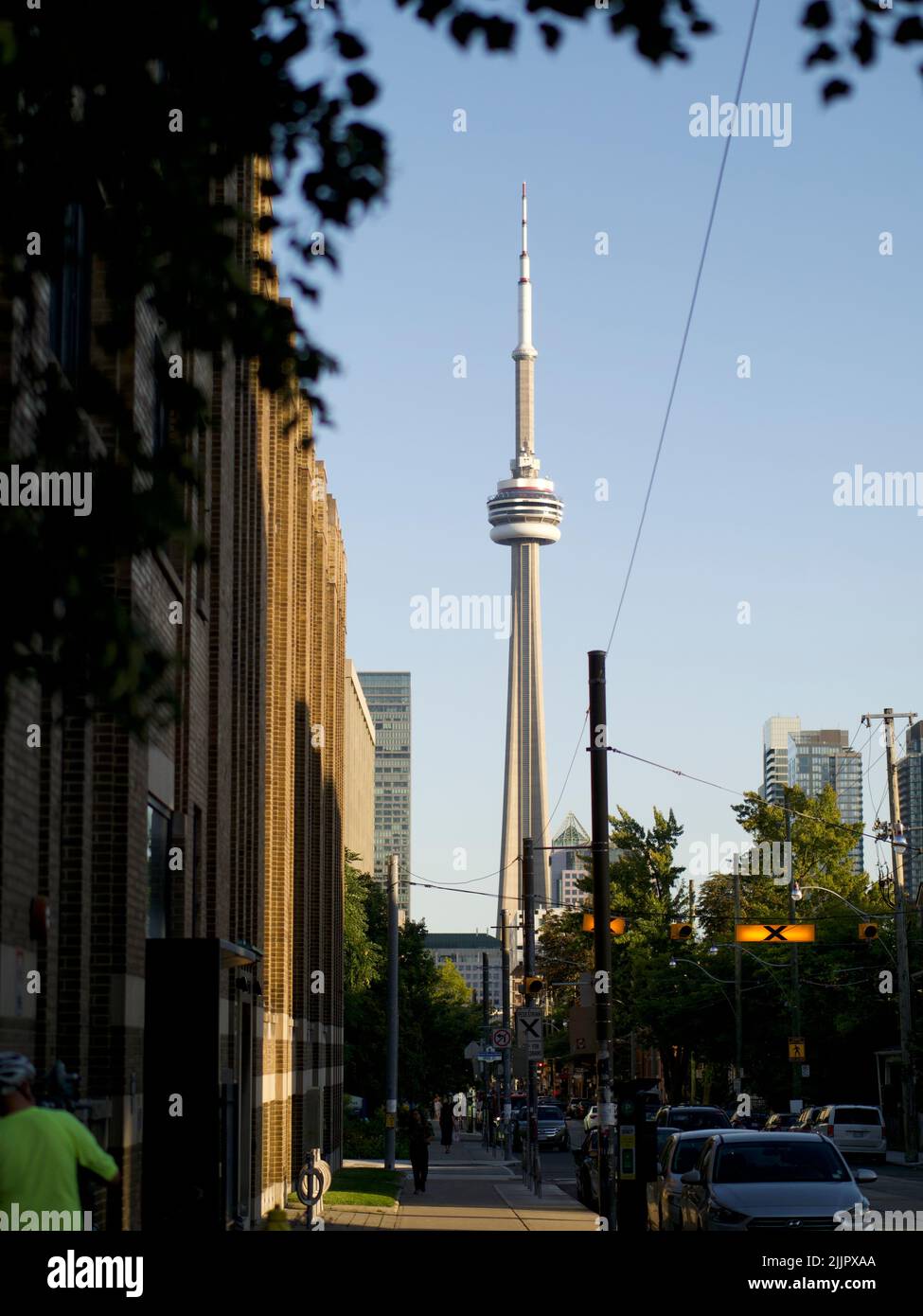 A vertical shot of the famous CN tower in downtown Toronto, Canada ...