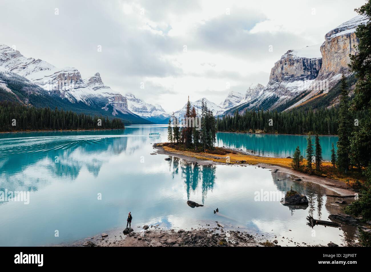 A beautiful view of the Jasper Spirit Island Stock Photo - Alamy