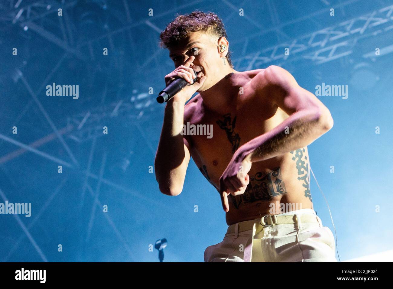 Italian singer Riccardo Fabbriconi professionally known as Blanco ...