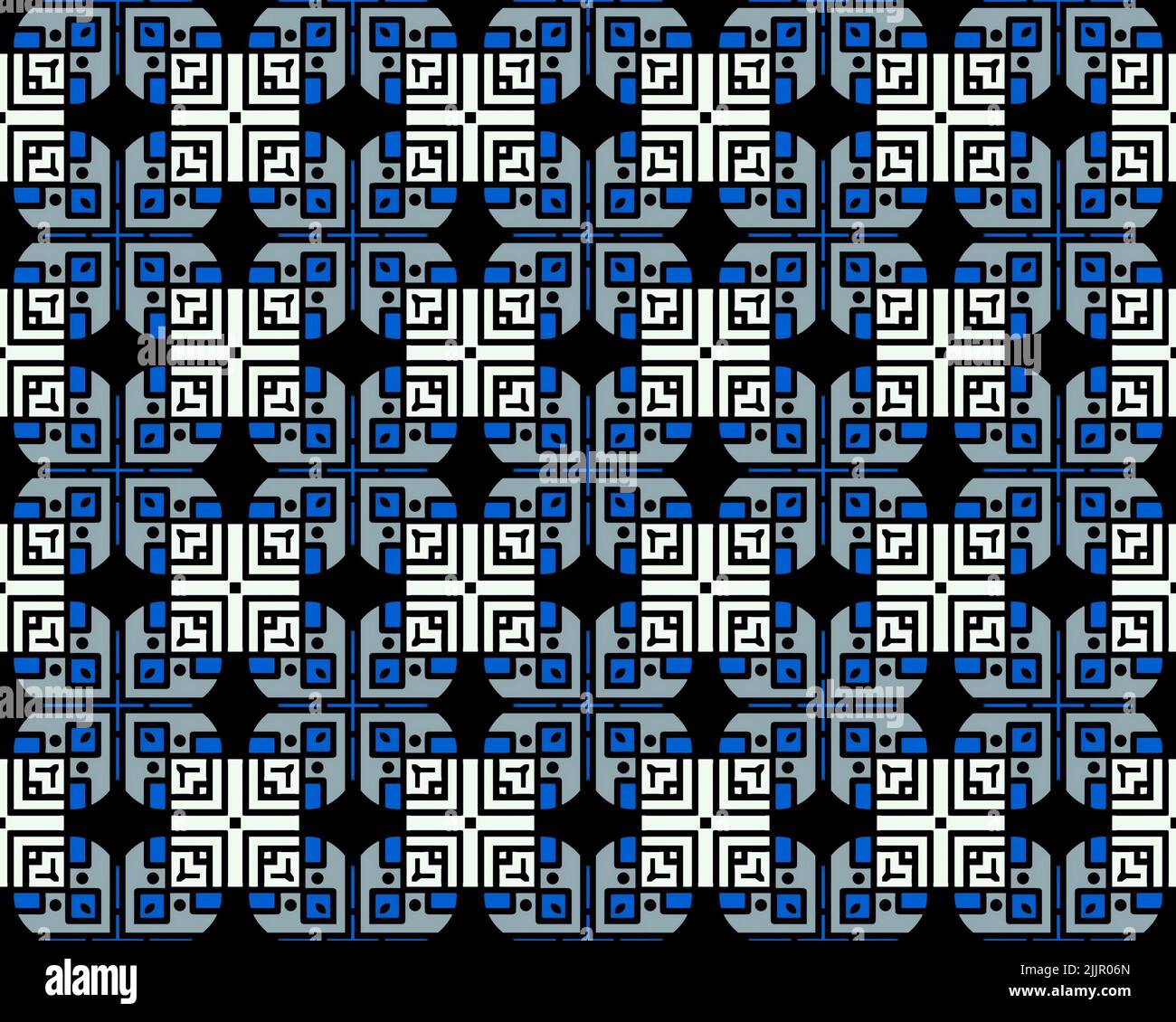 Seamless repeatable blue, white and black colored abstract pattern ...