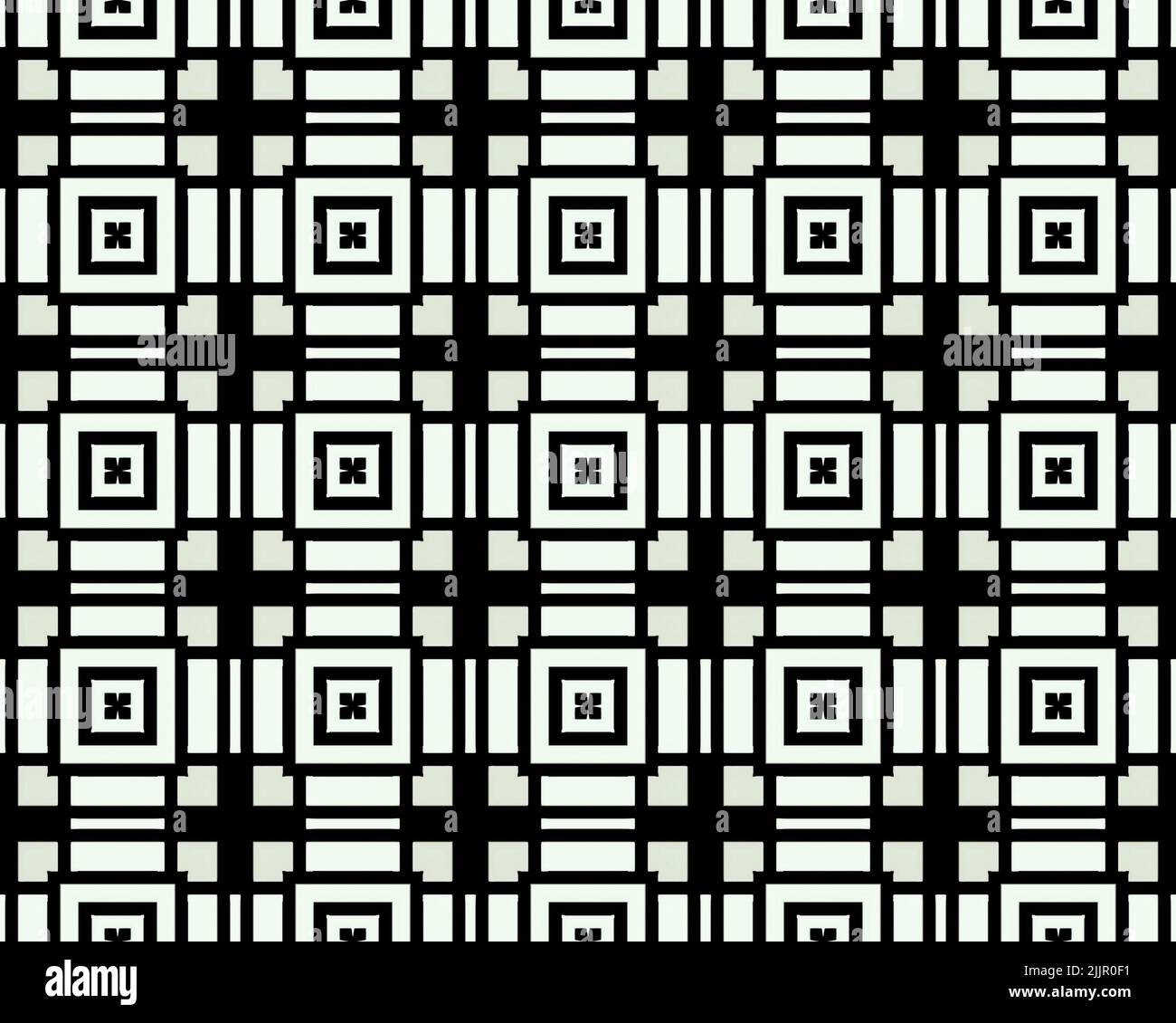 An elegant black and white Seamless pattern, geometric square tile ...