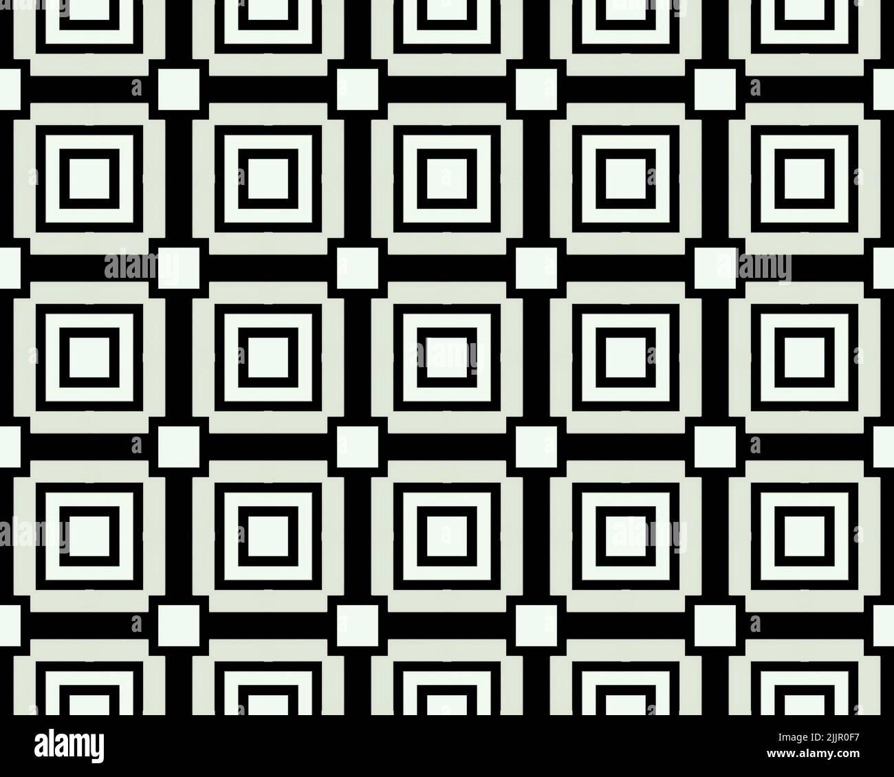 An elegant black and white Seamless pattern, geometric square tile ...