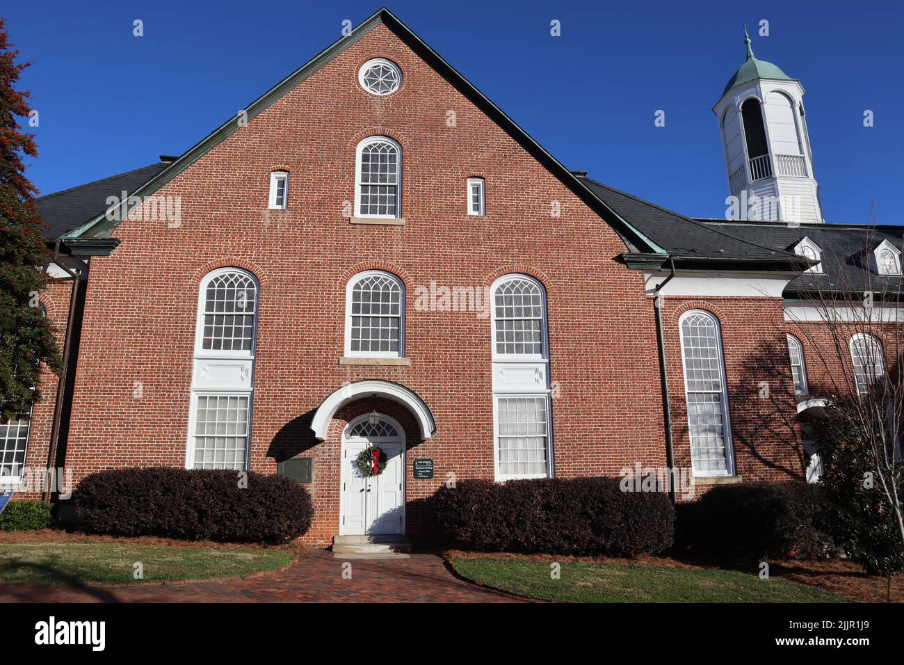 An outdoor view of a historical building in Old Salem, North Carolina ...
