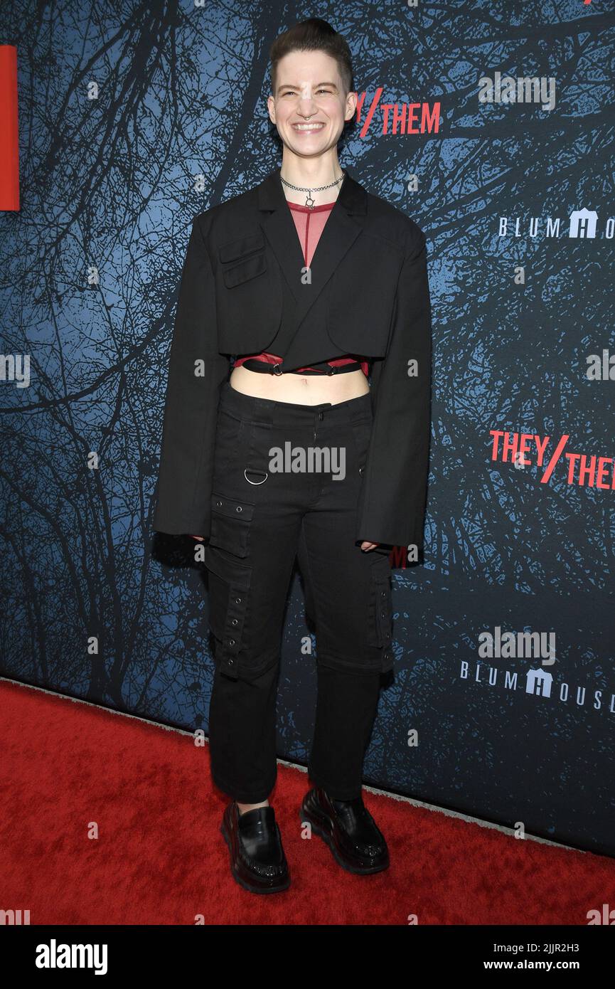 Theo Germaine attends the “THEY/THEM” New York City Premiere at Studio ...