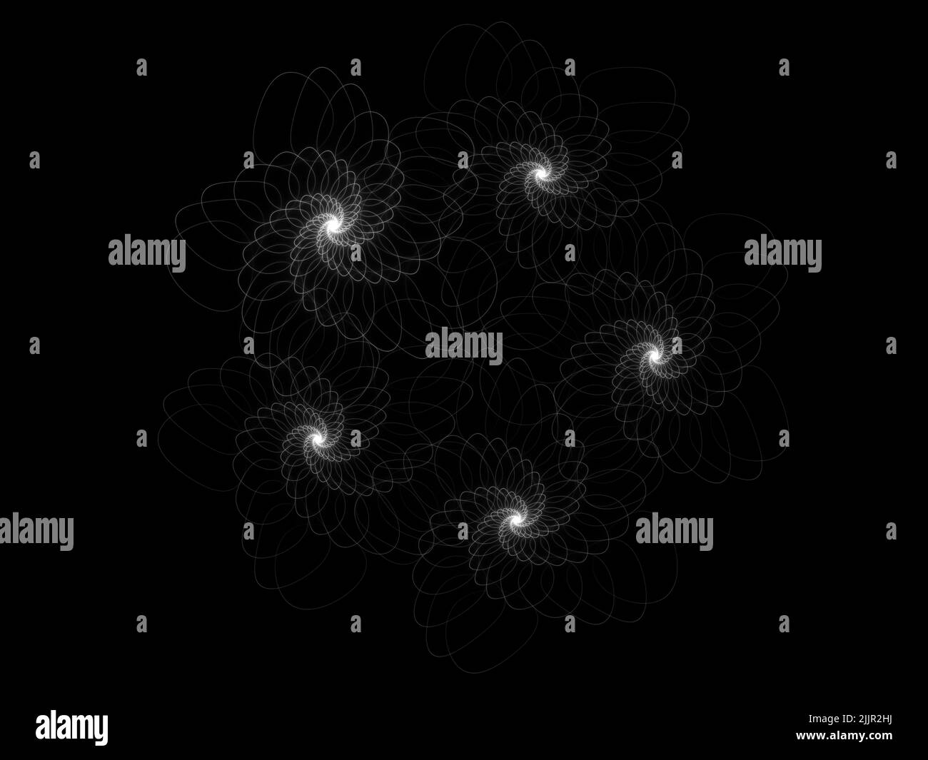 An illustrated spirograph abstract elements on black background Stock ...