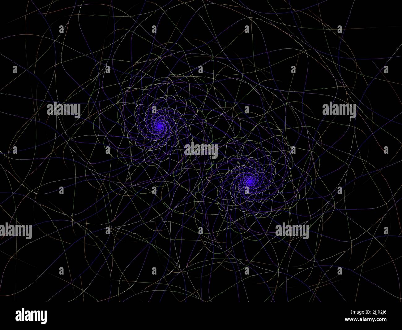 An illustrated spirograph abstract elements on black background Stock ...