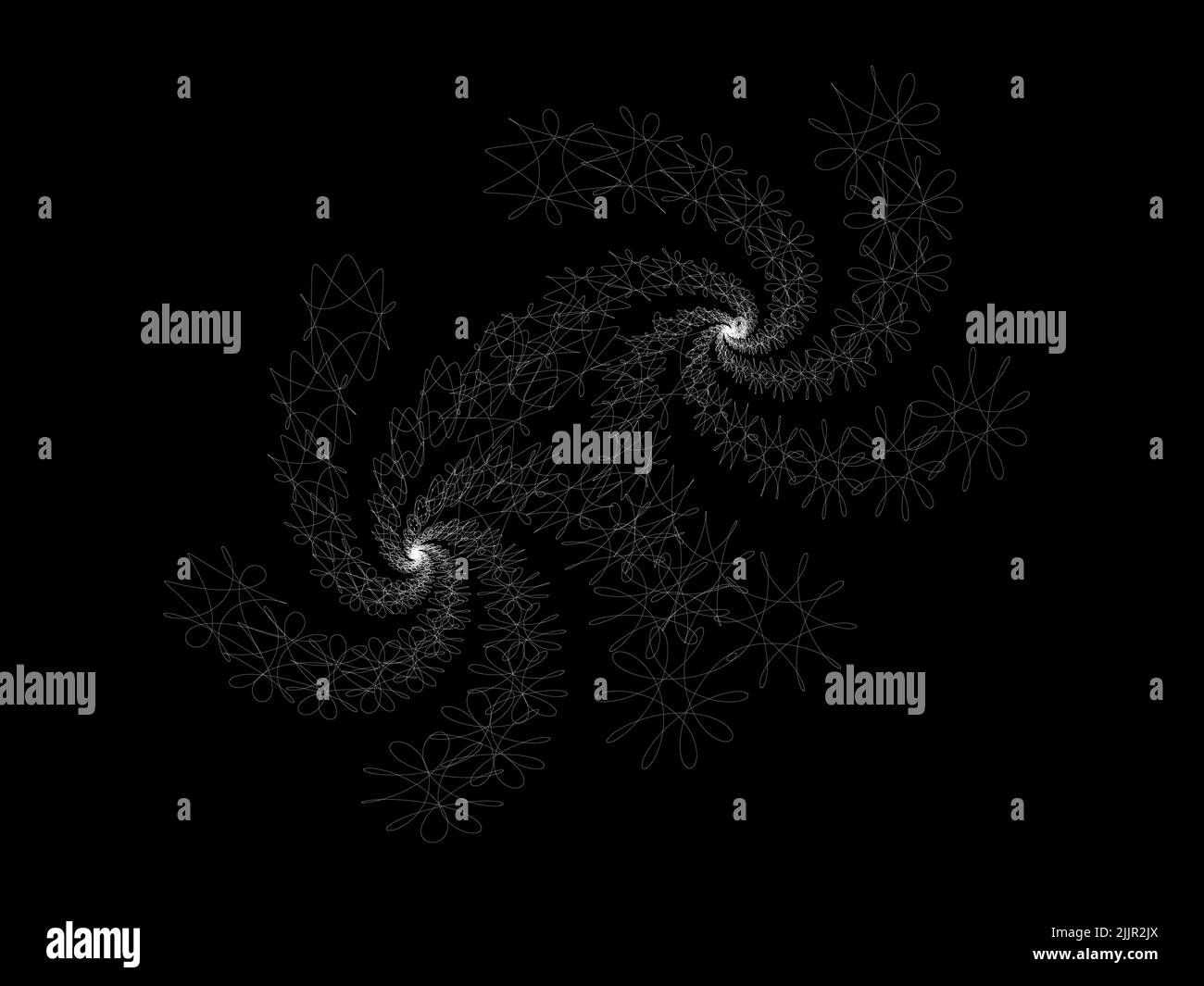 An illustrated spirograph abstract elements on black background Stock ...
