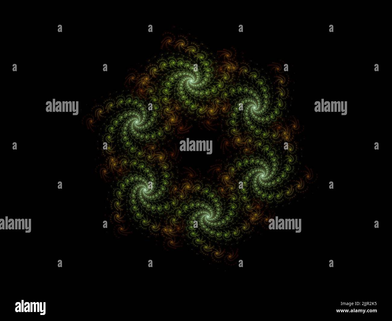 An illustrated spirograph abstract elements on black background Stock ...