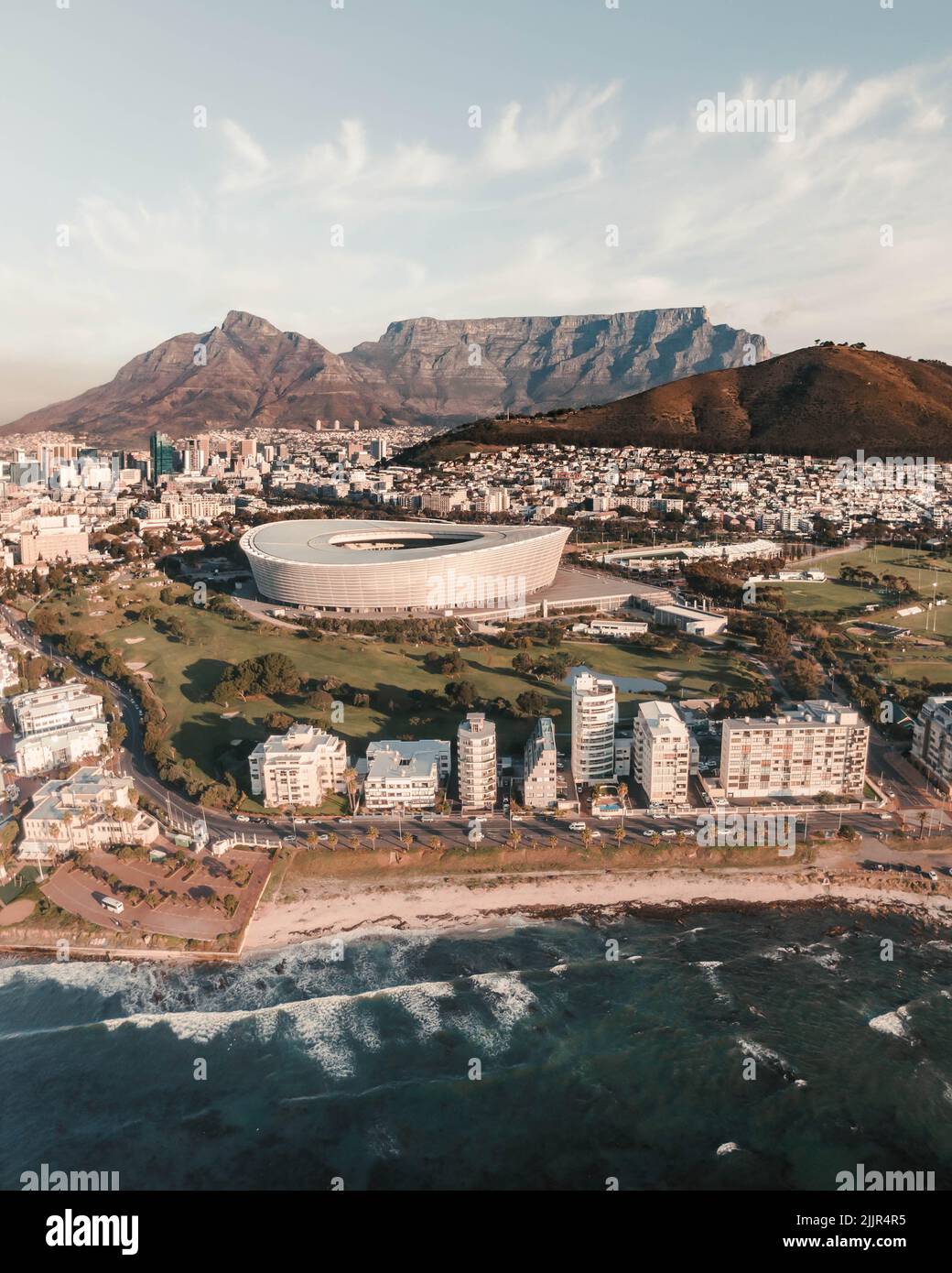 A beautiful view of a public sports stadium near the Indian Ocean in ...