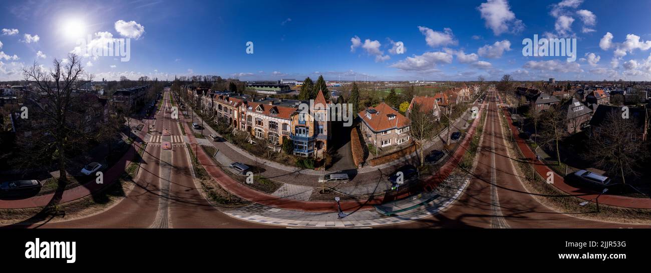 Aerial 360 panorama of Deventerstraatweg street. Authentic Jugendstil ...