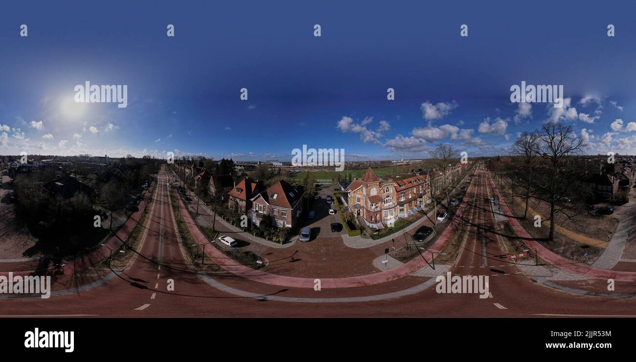 Aerial 360 panorama of Deventerstraatweg street. Authentic Jugendstil ...