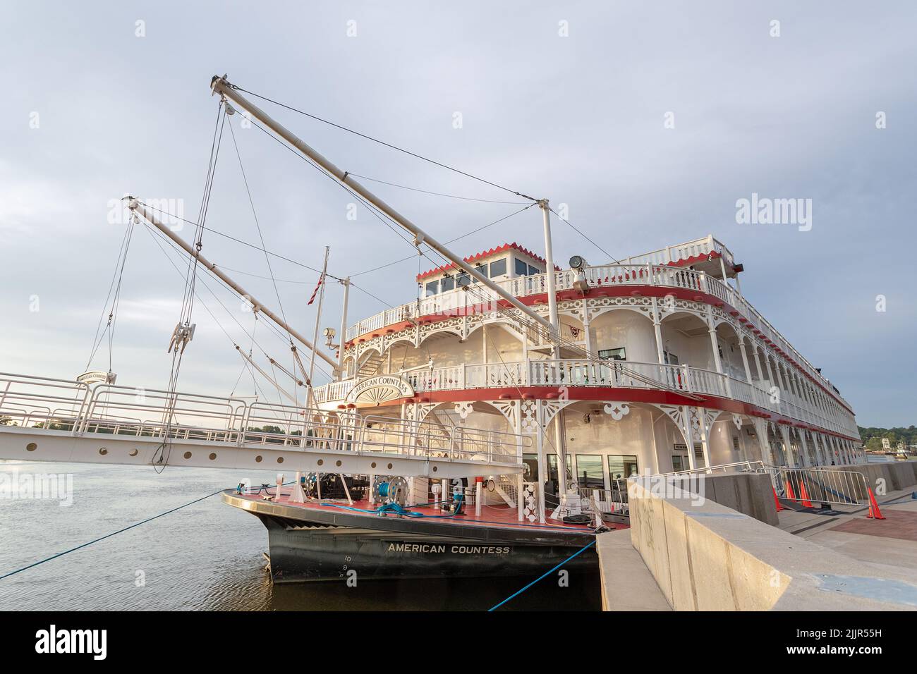 The American Countess riverboat at dawn docked at the Port of ...