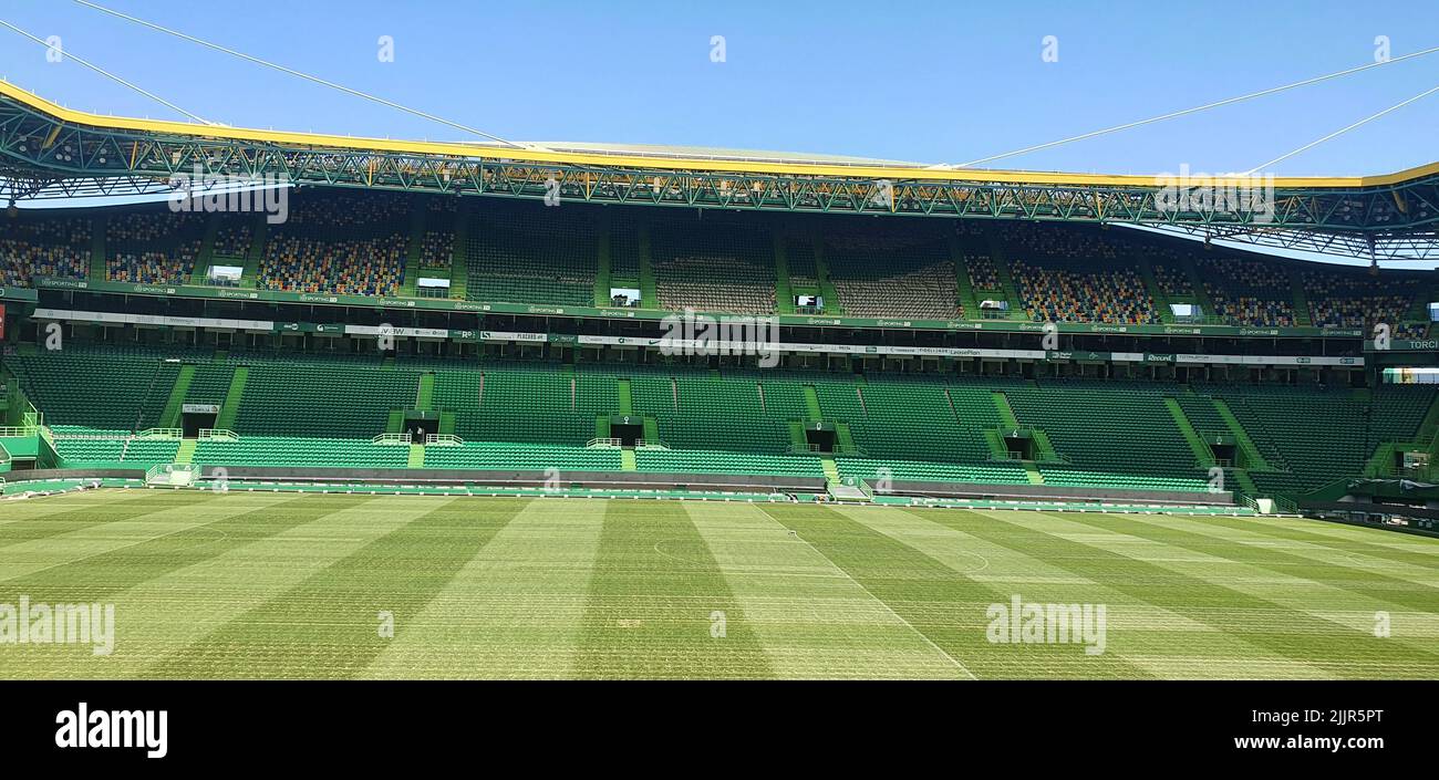 The famous Jose Alvalade Stadium with green and colorful seats in ...