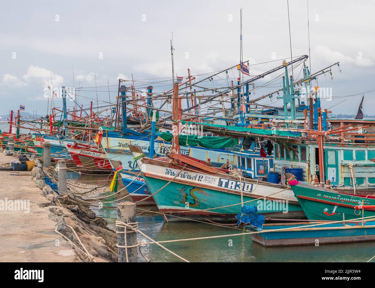 The fisher boat port in Bang Sare, Thailand Stock Photo - Alamy