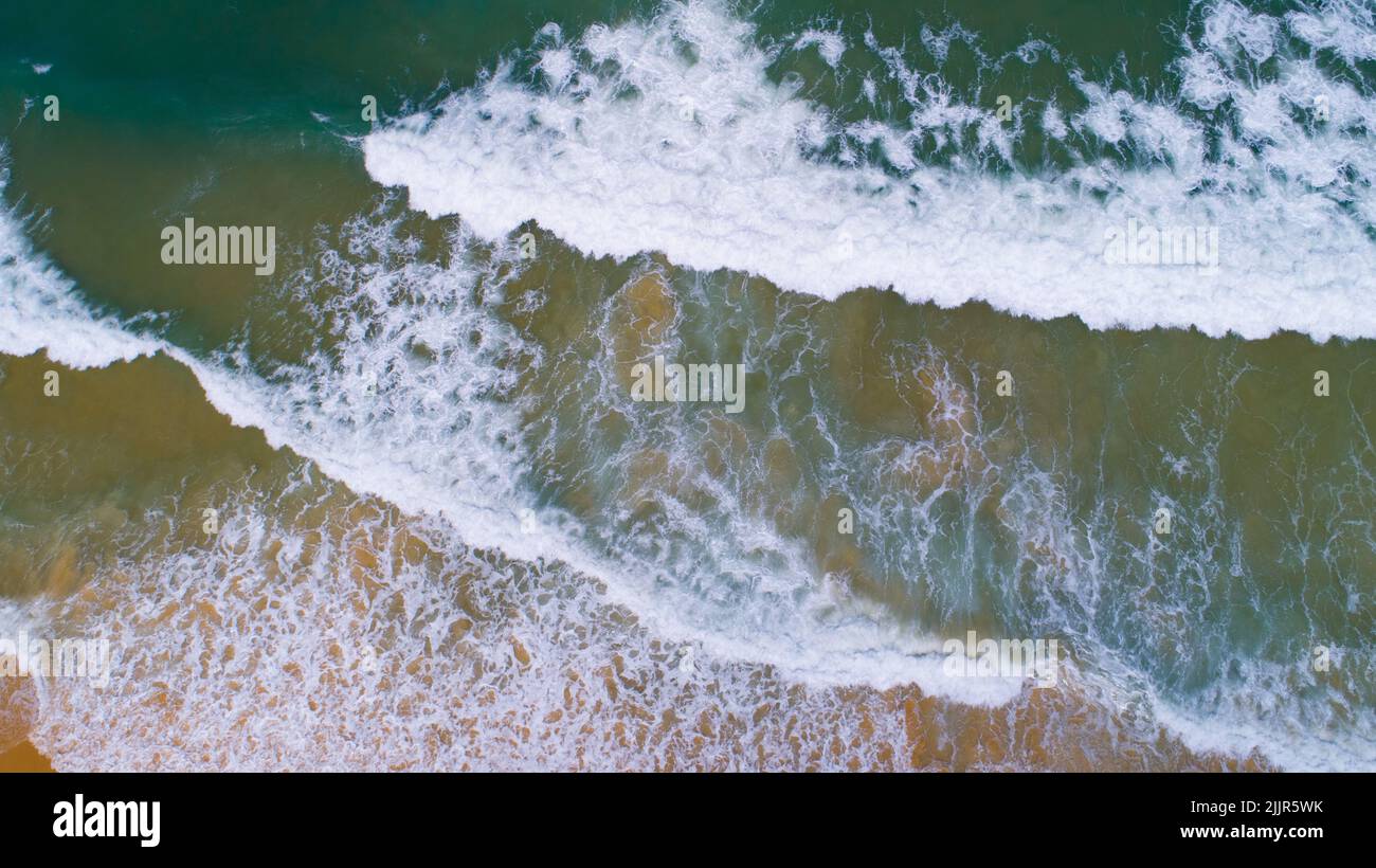 Sea waves Blurred background top view from drone camera Nature ocean ...