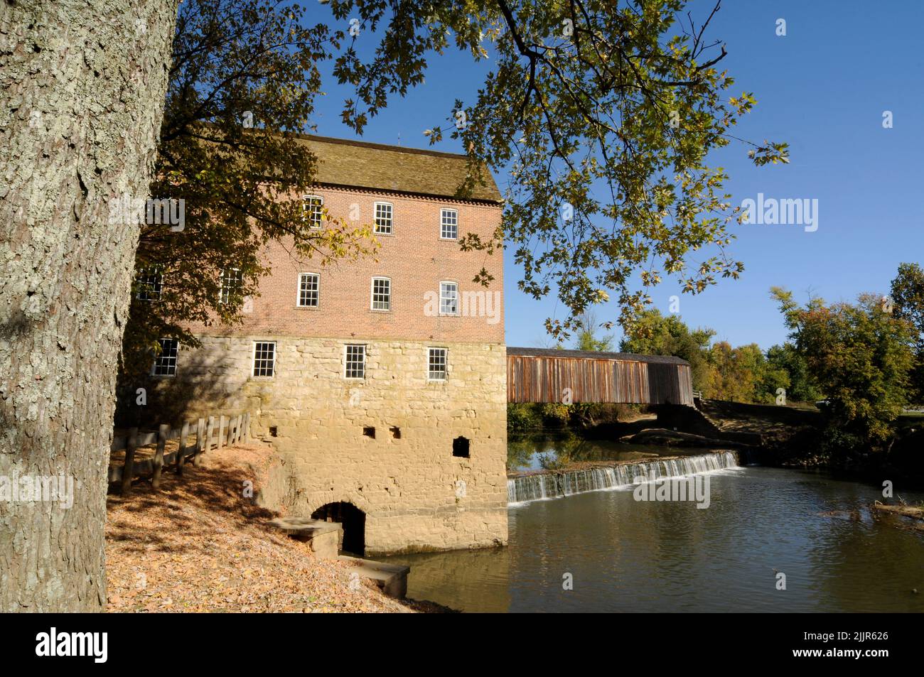 The historic Bollinger Mill and Burfordville Wooden Covered Bridge in ...