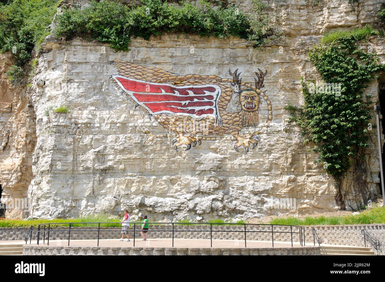 A painting of the Piasa bird on the cliffs overlooking the Mississippi ...