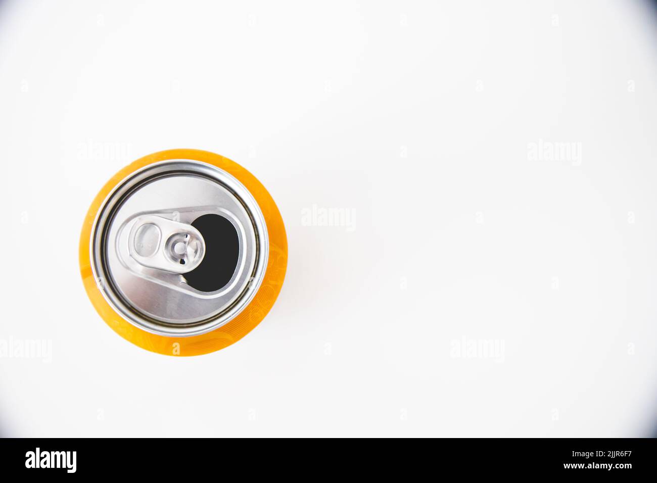 A top view of an open can of juice isolated on a white background Stock ...