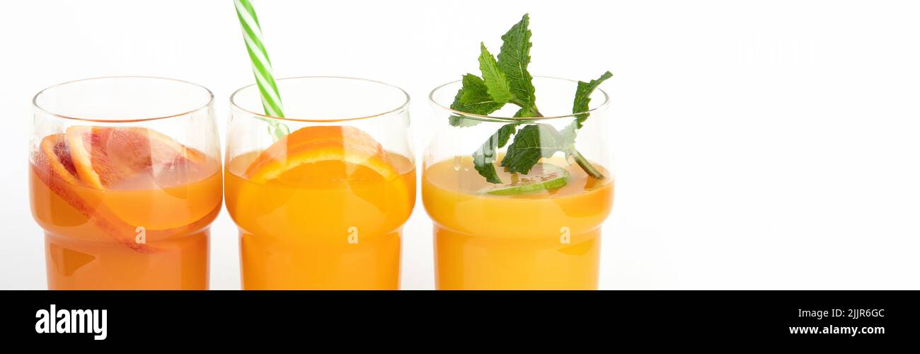 Fruit juices assortment on light background. Freshly made drinks ...