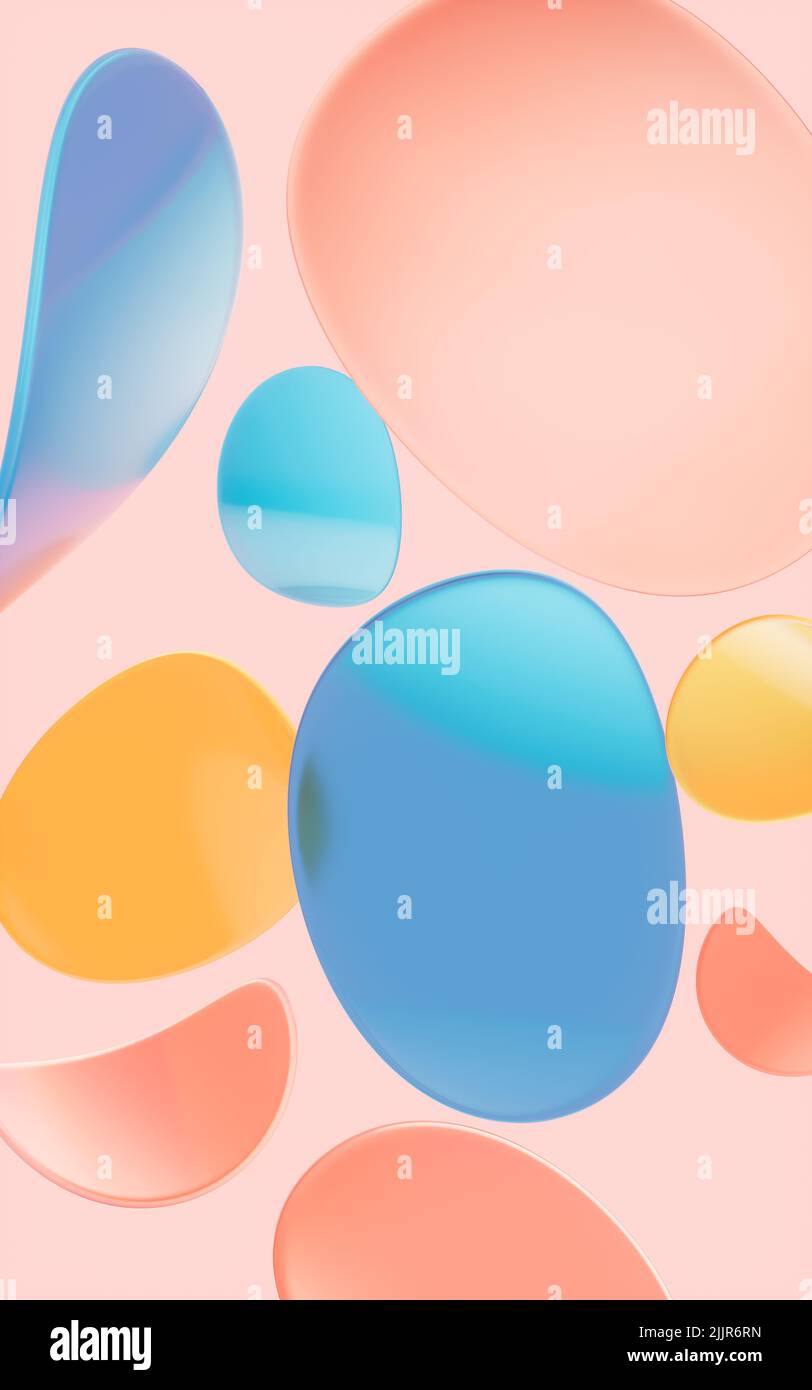 Abstract circular glass curves cross each other in the orange ...
