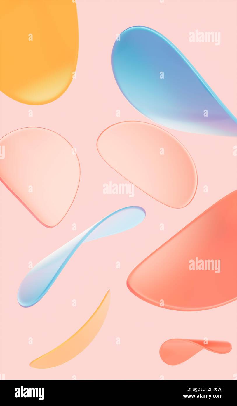 Abstract circular glass curves cross each other in the orange ...