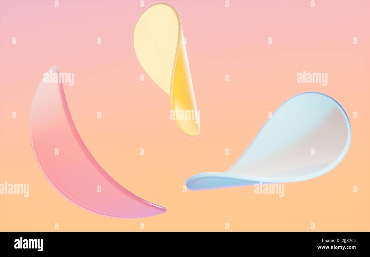 Abstract glass curves with gradient background, 3d rendering. Computer ...