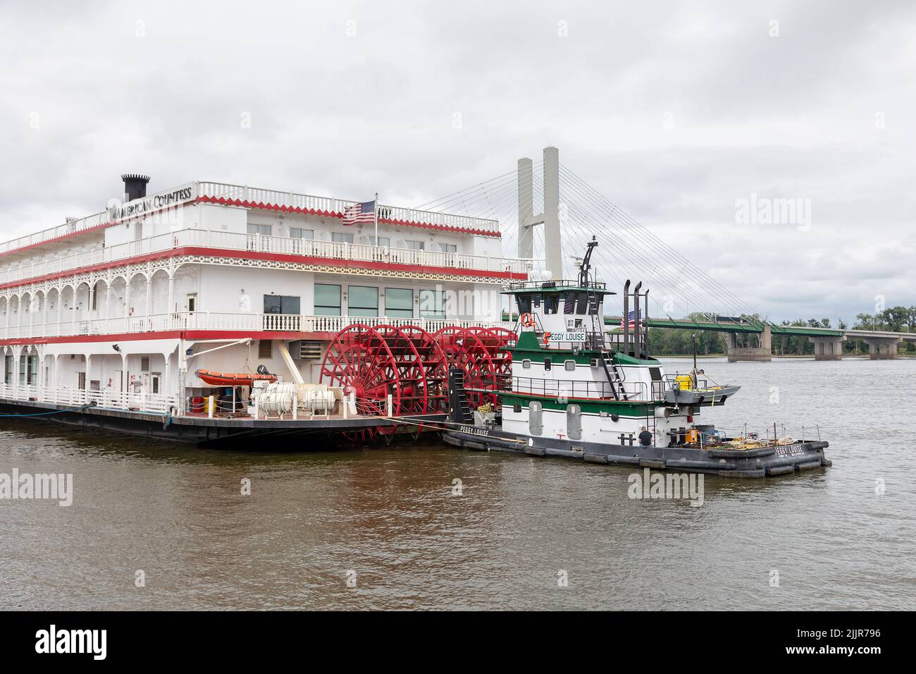 The American Countess riverboat docked at the Port of Burlington, Iowa ...