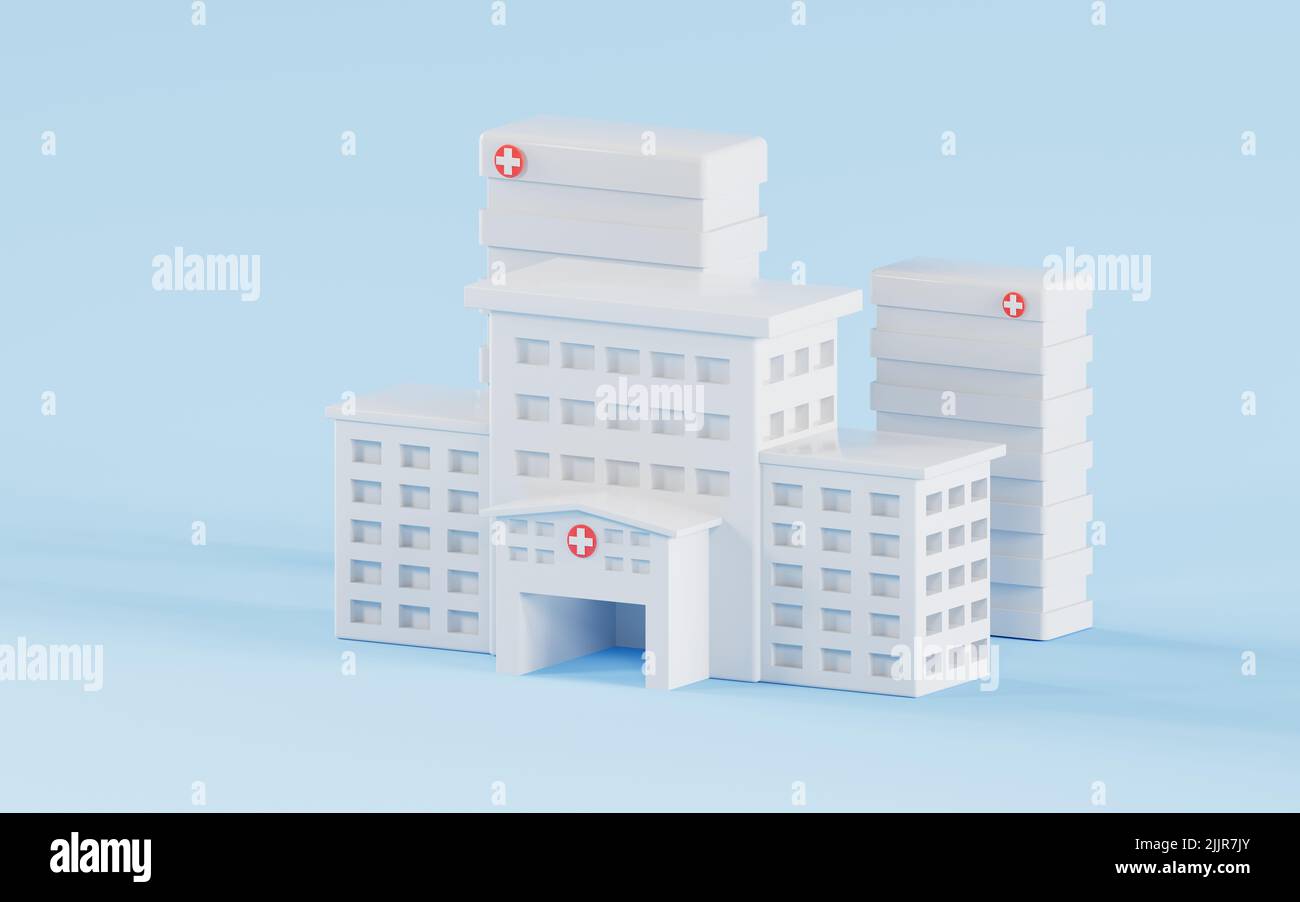 White hospital building, 3d rendering. Computer digital drawing Stock ...