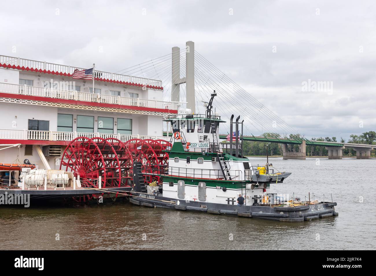 The American Countess riverboat docked at the Port of Burlington, Iowa ...