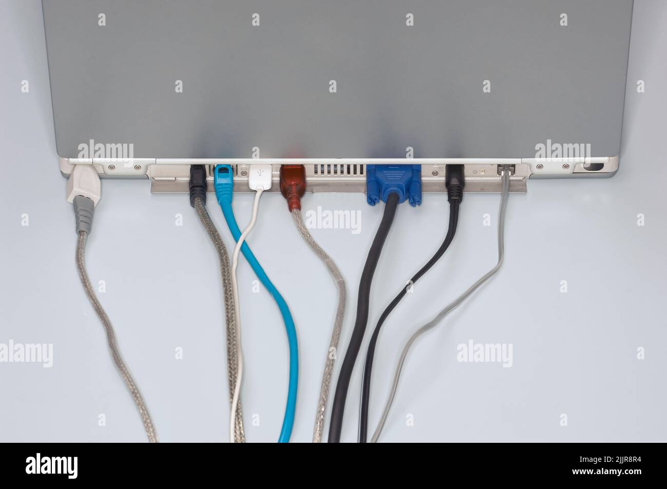 A top view of colorful wires plugged in a device Stock Photo - Alamy
