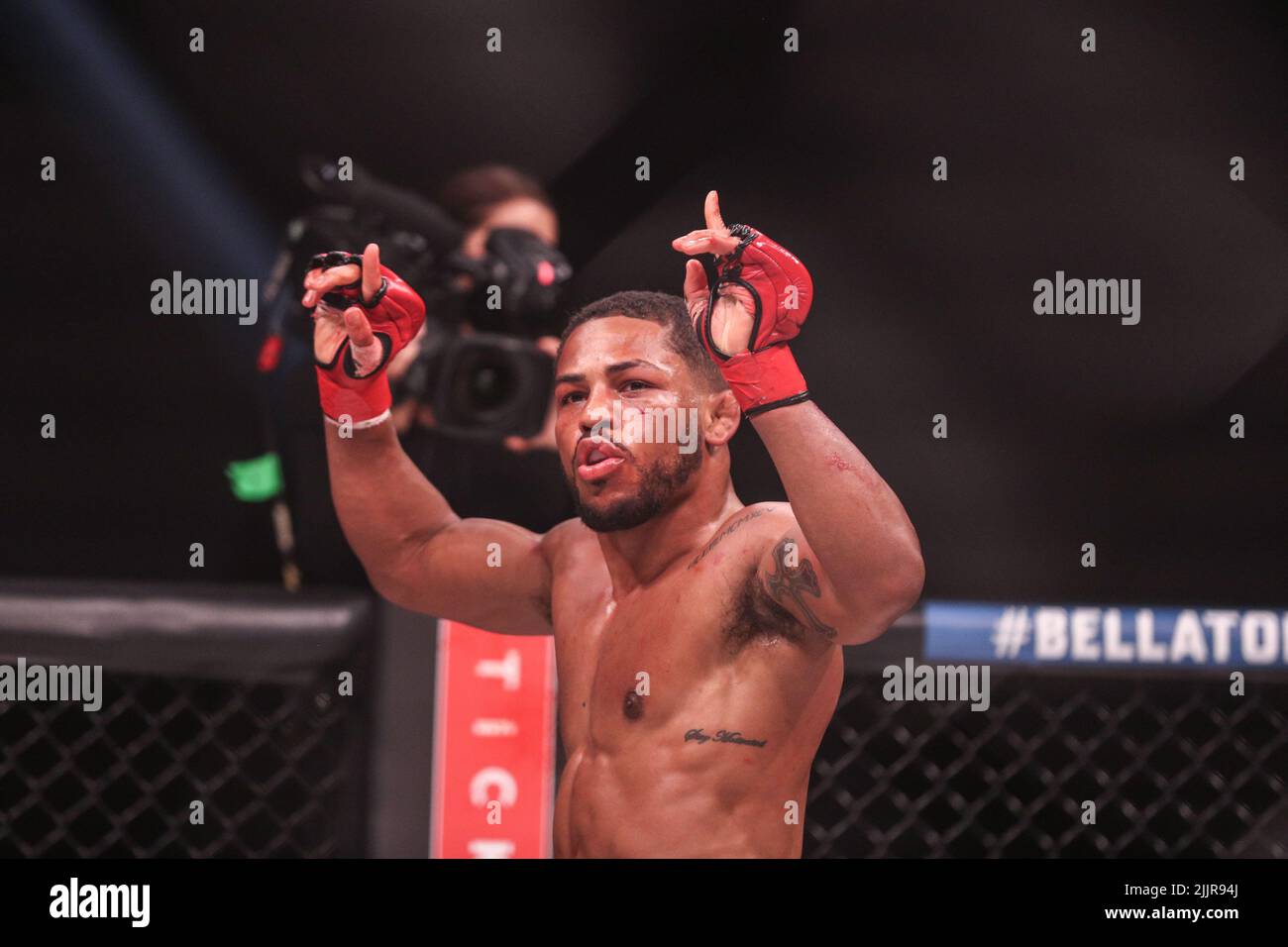 Archie Colgan raises his hands after a showdown with Bryan Nuro at ...
