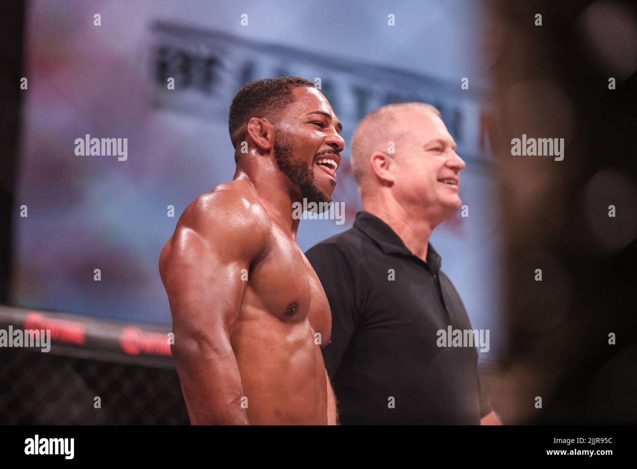 Archie Colgan reacts to having his hand raised after defeating Bryan ...