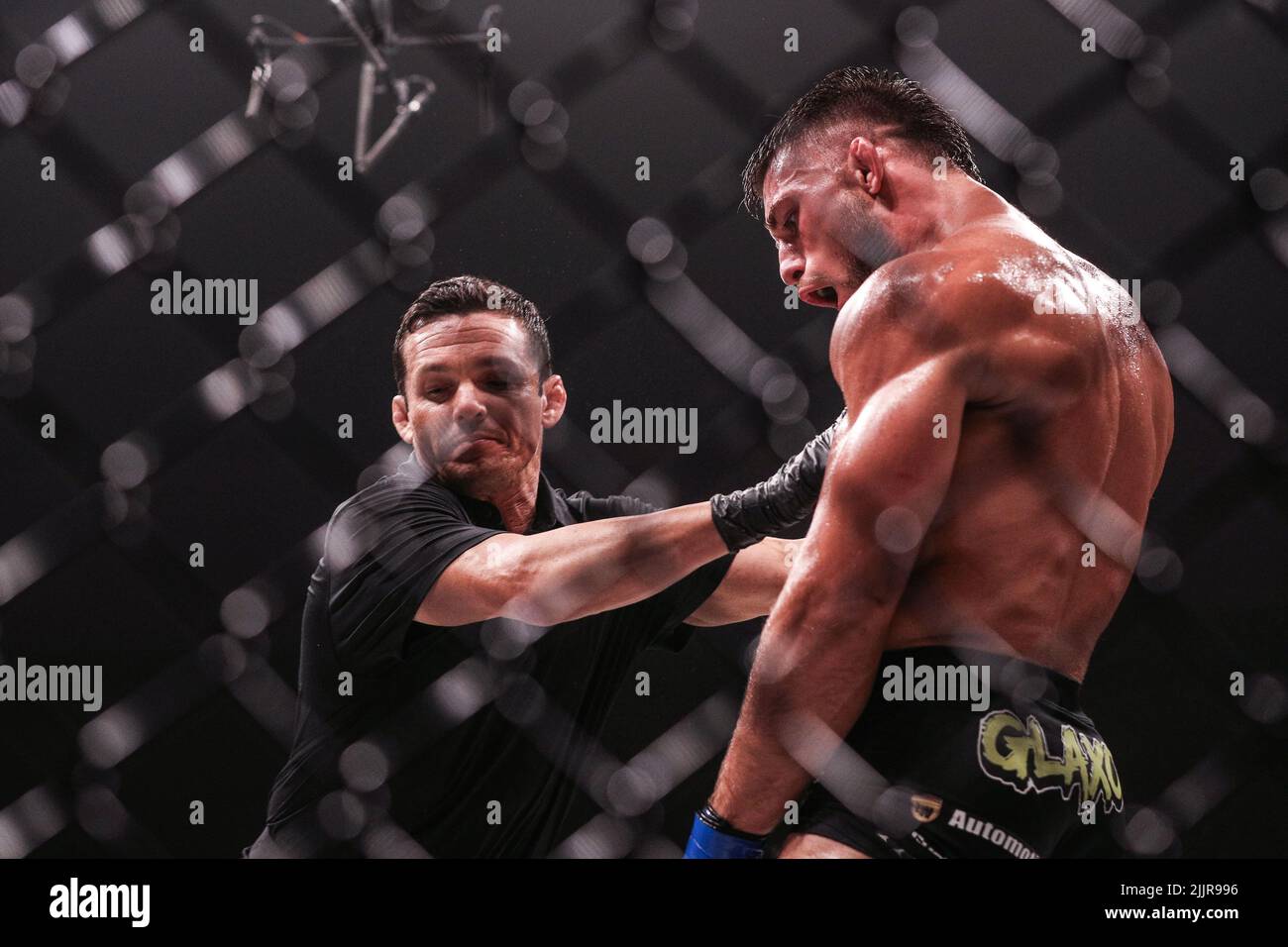 Dalton Rosta reacts after the referee stops the fight via Knock Out at ...