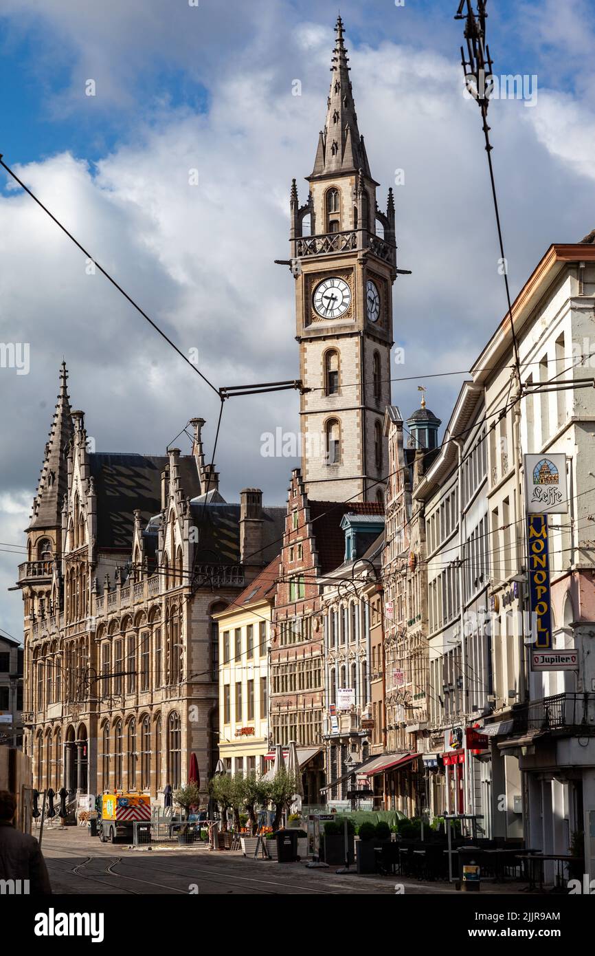 A vertical of typical colorful Flemish houses of Ghent, Belgium Stock ...