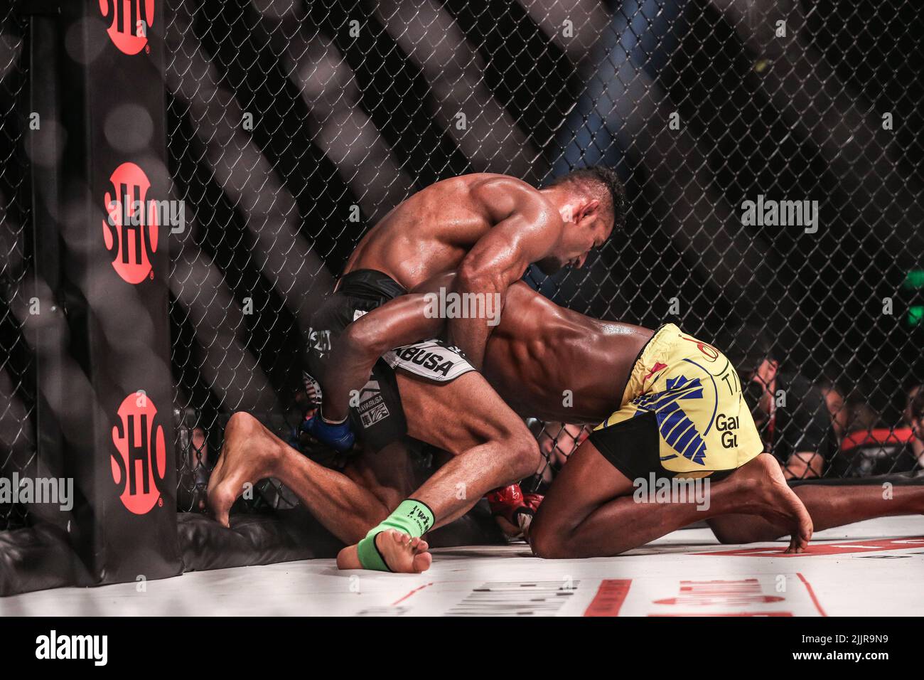 Jason Jackson attempts a double leg takedown on Douglas Lima at ...