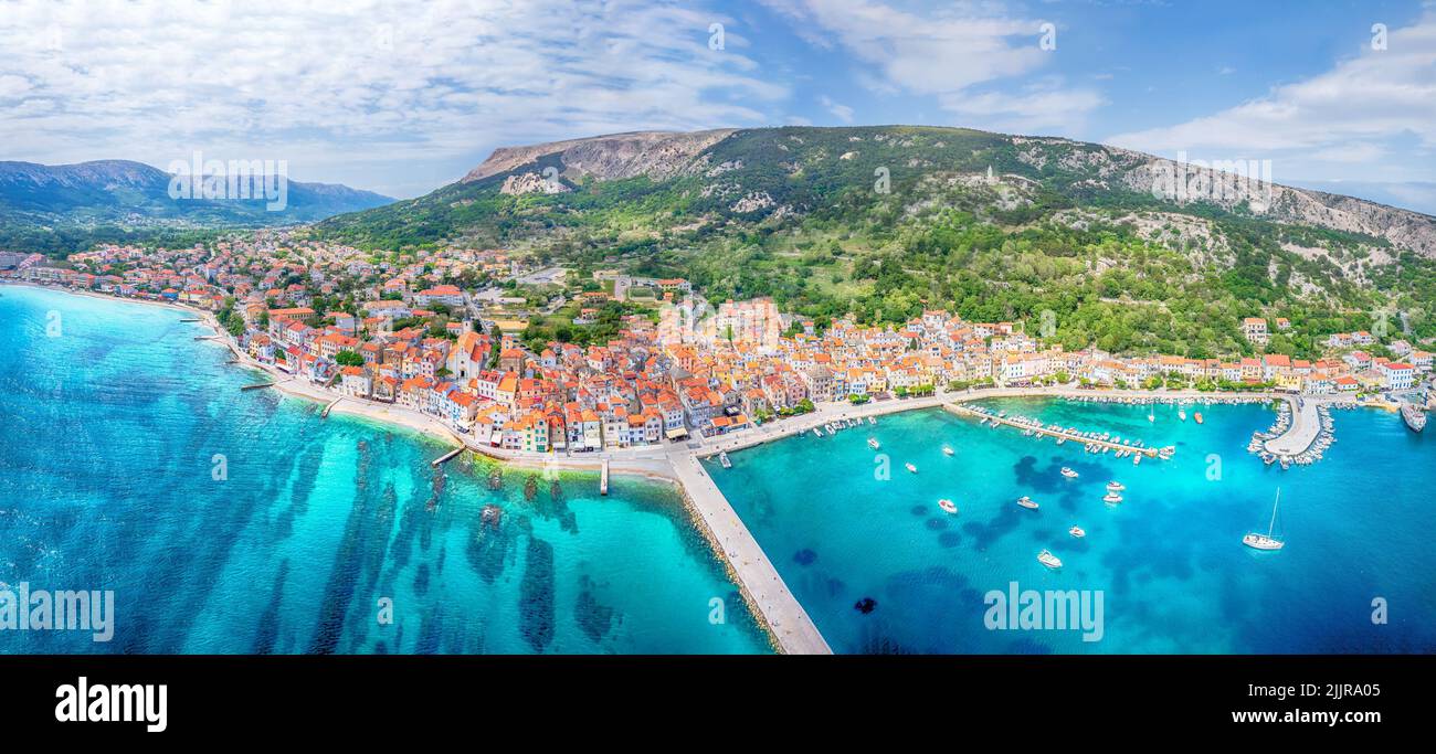 Aerial view of Baska town, Krk island , Croatia Stock Photo - Alamy
