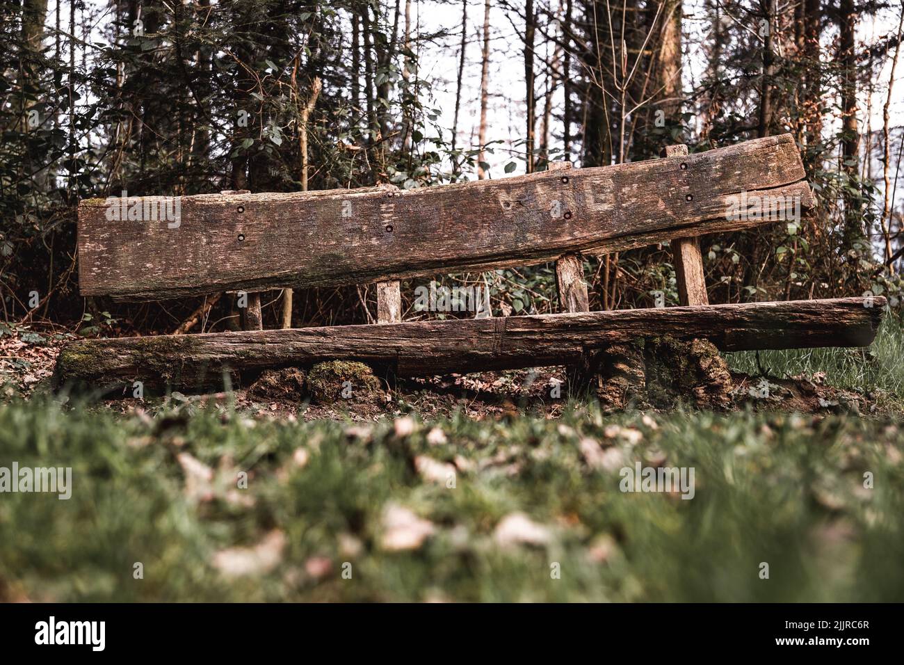 Broken wooden park bench hi-res stock photography and images - Alamy