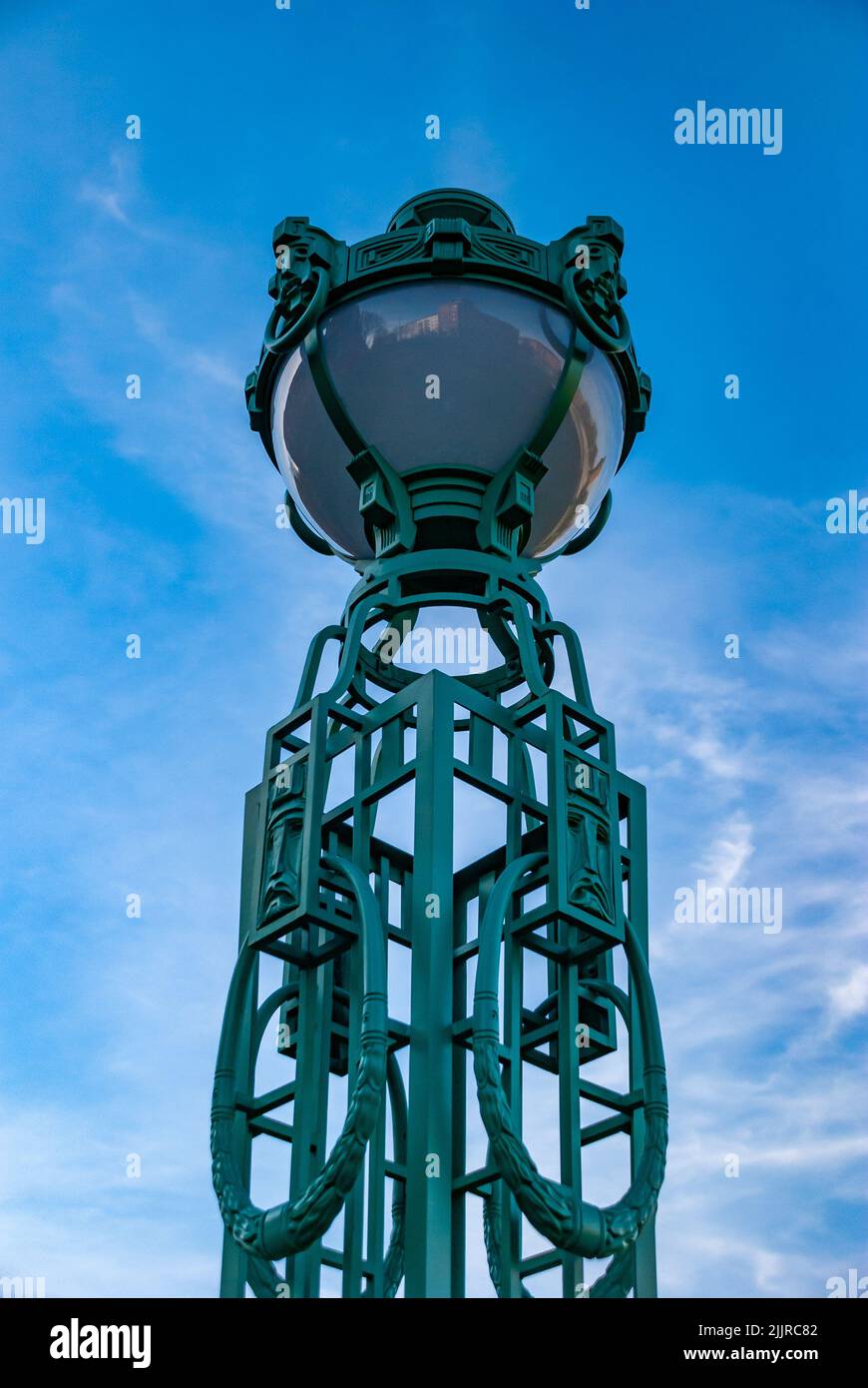 The futuristic street light at the old water tower park in Mannheim ...