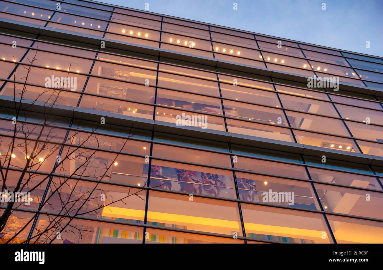 The exterior of a commercial building in the center of Mannheim city ...