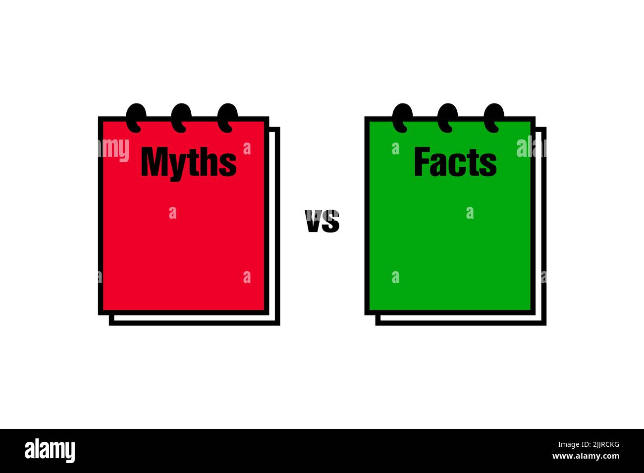 An illustration of symbols of Myths vs Facts on a white background ...