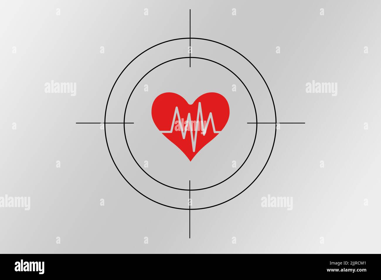 A Heartbeat symbol in a black target icon on a white background Stock ...