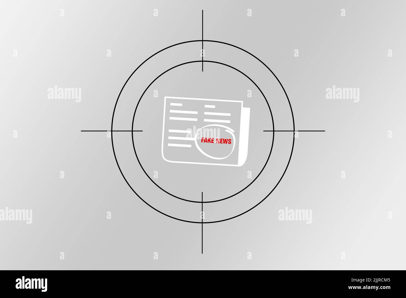 A fake newspaper in a black target icon on a white background Stock ...
