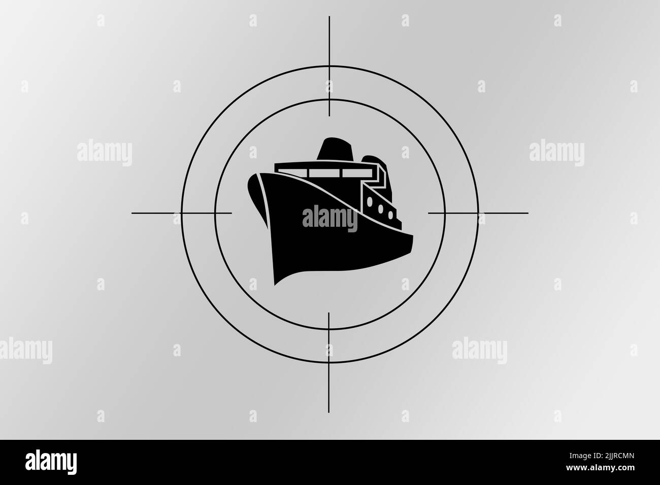 A ship in a black target icon on a white background Stock Photo - Alamy