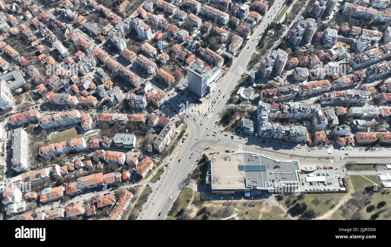 An aerial view one of the intersections of the city of Sofia Stock ...