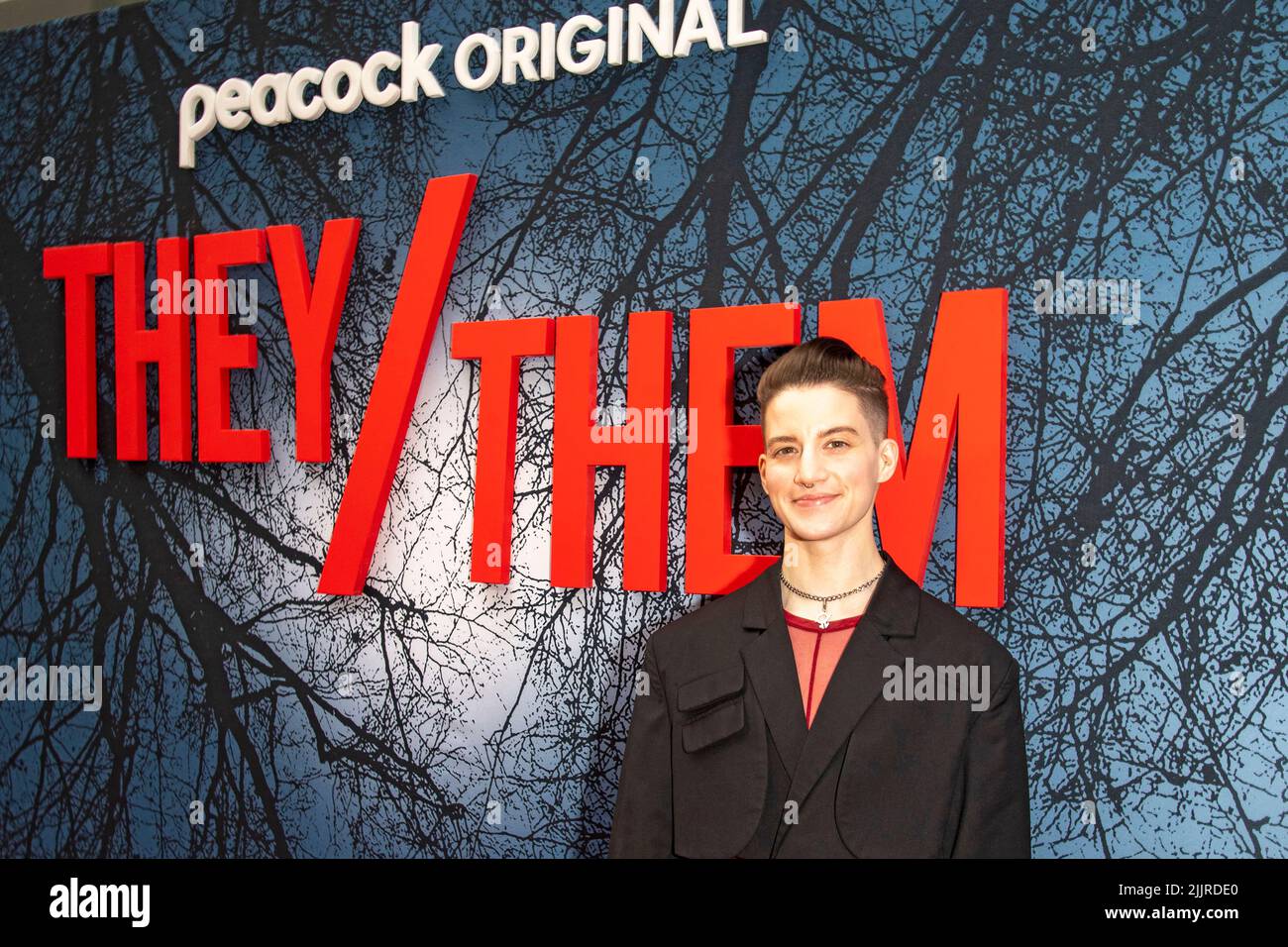 NEW YORK, NEW YORK - JULY 27: Theo Germaine attends the "THEY/THEM" New ...
