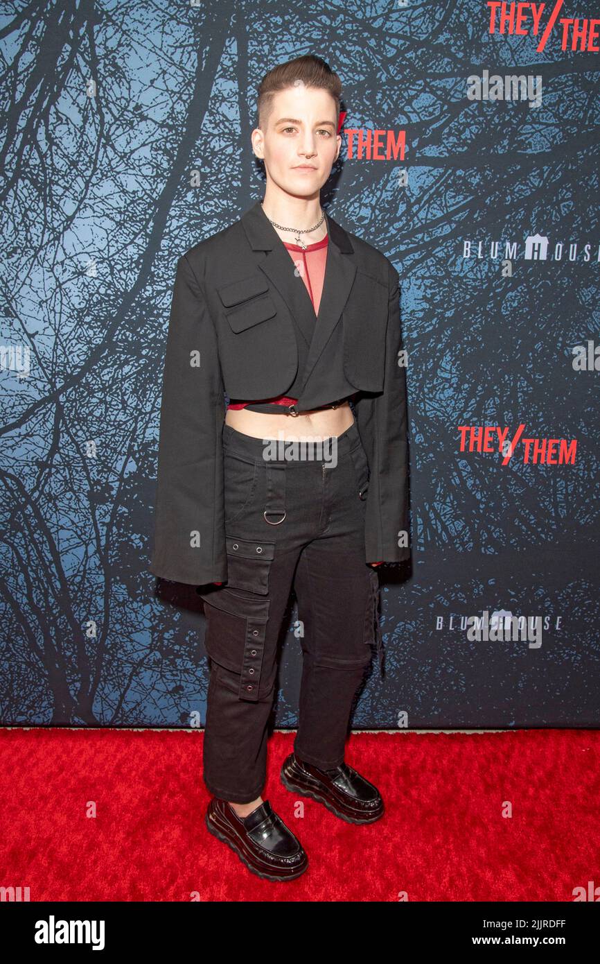 NEW YORK, NEW YORK - JULY 27: Theo Germaine attends the "THEY/THEM" New ...