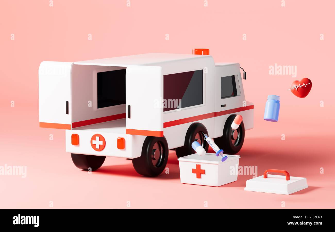 Ambulance opening the door , pills and injector fly out of the medicine ...