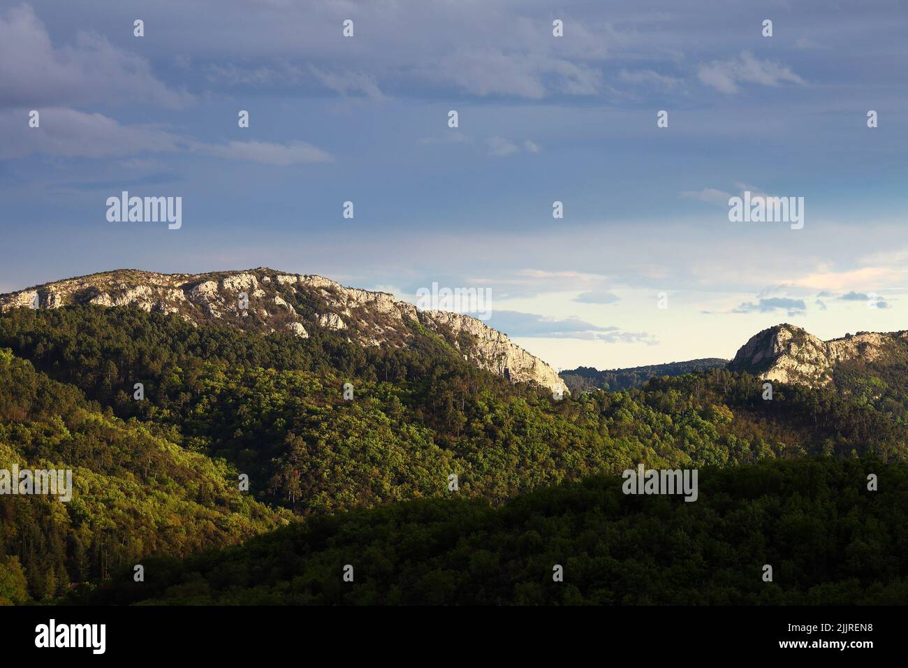 Cevennes in France, Europe, rocks and hills, wood, forest, trees, green ...