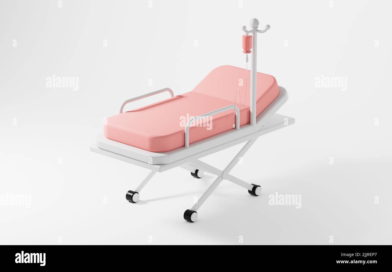 Empty stretcher in the white background, medical treatment concept, 3d ...